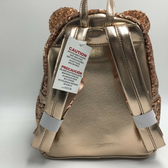 Disney Loungefly | Bags | Minnie Mouse Rose Gold Sequined Backpack ...